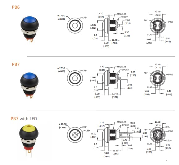 IP68 Sub-Miniature Pushbutton Switches - TE Connectivity / Alcoswitch ...